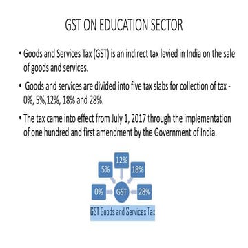 Gst on education sector in India ppt | PPTX