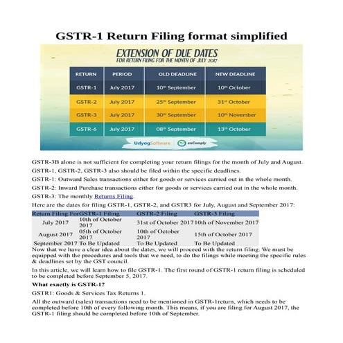 Gstr 1 return filing format simplified | PDF