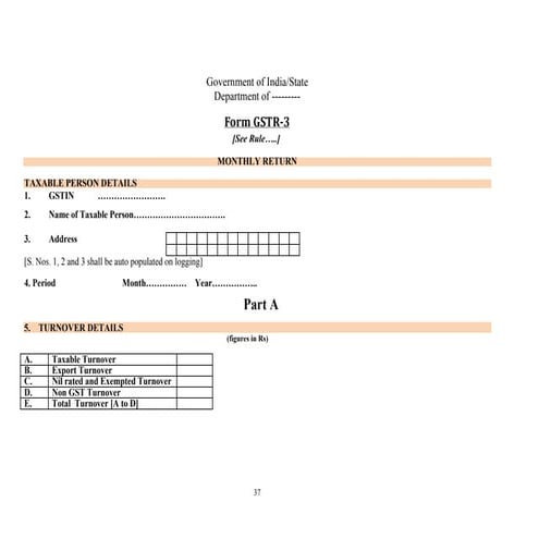 GSTR 3 Return Format | PDF