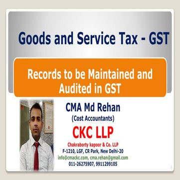 Gst records to be Maintained and Audited - GST Check List | PPTX