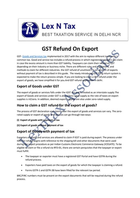 GST Refund | PDF
