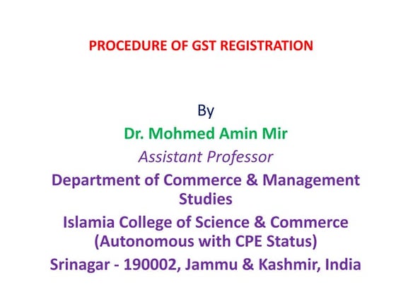 Registration under GST | PPTX