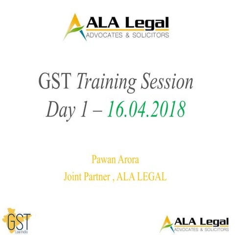 GST TRAINING ON VARIOUS CONCEPTS OF GST | PPTX