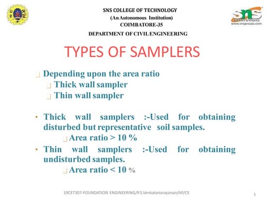 TYPES OF SOIL SAMPLE AND SAMPLERS . | PPTX