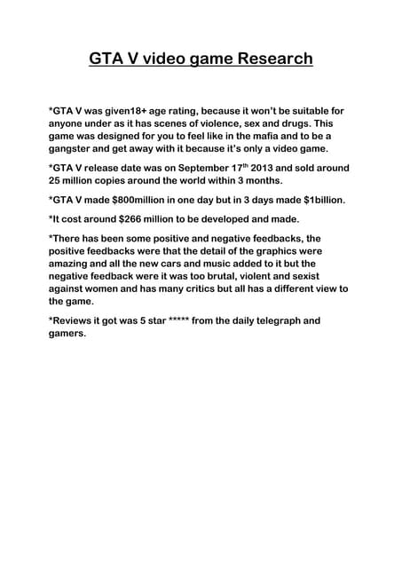 Gta v video game research irene2 | PDF