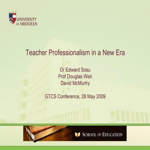 'Teacher Professionalism in the New Era.' (National Education ...