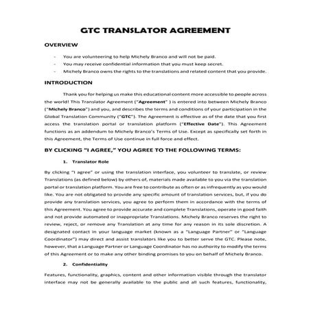 Gtc translator agreement | PDF