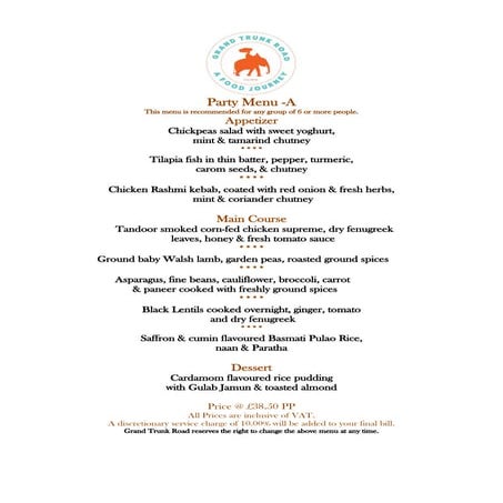 Gtr party menu a 2018 | PDF