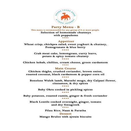 Gtr party menu a 2018 | PDF