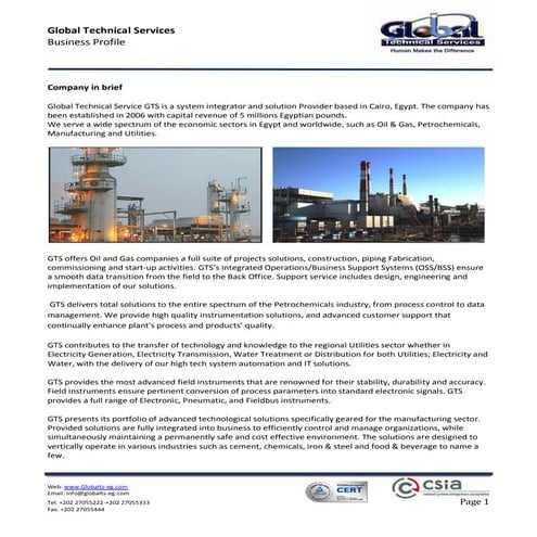 Global Technical Services - Company Profile | PDF