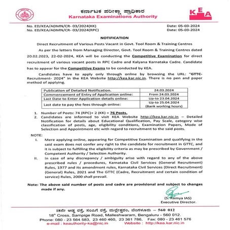 GTTC english notification for various pos | PDF