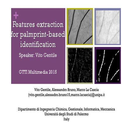 Features Extraction For Palmprint Based Identification Ppt