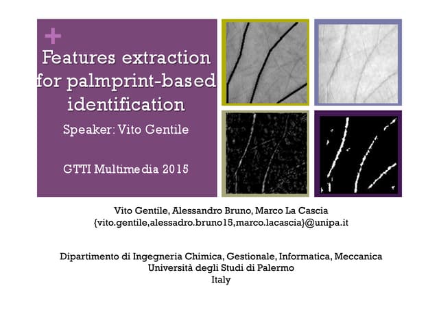 Features Extraction For Palmprint Based Identification Ppt