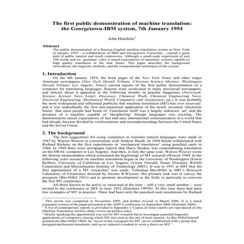 The first public demonstratio n of machine translation: the Georgetown ...