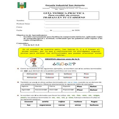 Palabras homófonas y el uso de la C,S y Z | PPT