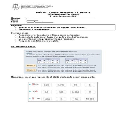 Valor posicional de 4 digitos | PDF