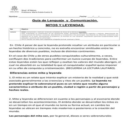 Lenguaje-Guía-1-La-leyenda - comprension lectora | PPT