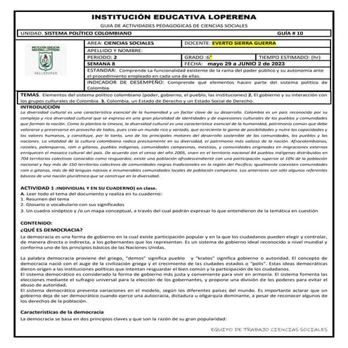 GUÍA SOC. 6°-SISTEMA POLITICO COLOMBIANO.doc