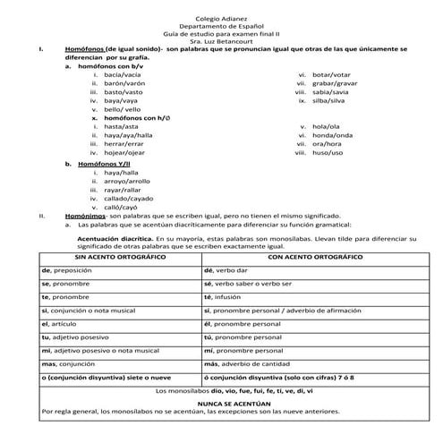 Guía de estudio para examen final ii | PDF