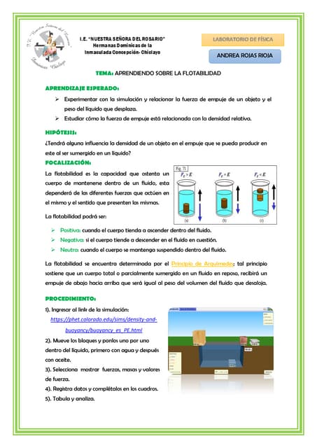 Hoja De Trabajo Sobre Densidad Y Flotabilidad Cómo Calcular La