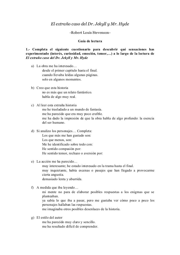 Libro Dr Jekyll And Mr Hyde En Español Por Capitulos - Leer un Libro