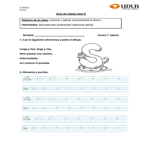 Guía de trabajo letra S | PDF