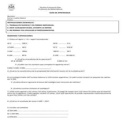 Guía multiplicación y división de números decimales | DOC