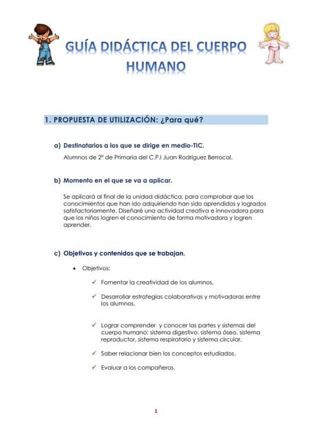 Guia partes del cuerpo vocabulario | PDF