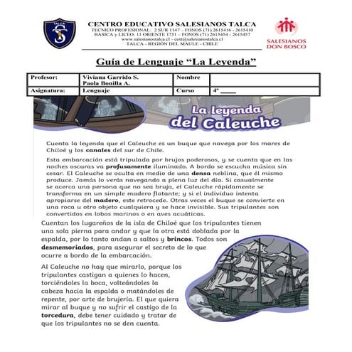 GUÍA LENGUAJE 05 ABRIL GUÍA SOBRE LA LEYENDA | PDF