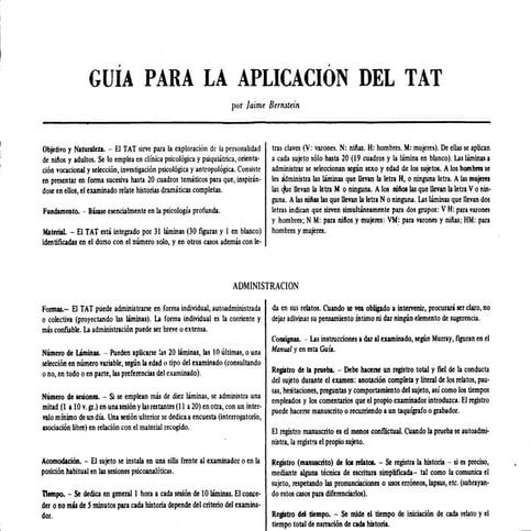 Guía para aplicación del TAT-tema importante. | PDF