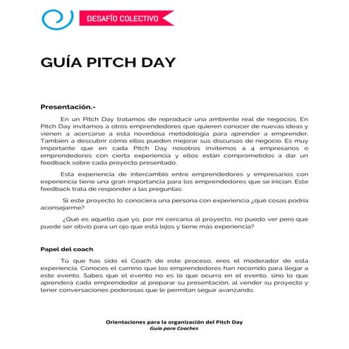 Guía para Pitch Day | PDF