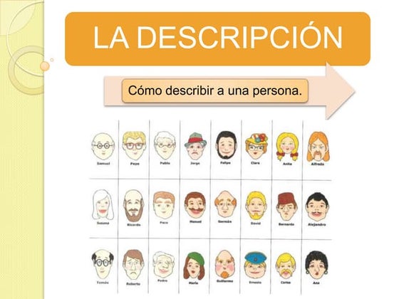 O Adjetivos Para Describir A Una Persona Descripción De Una Persona