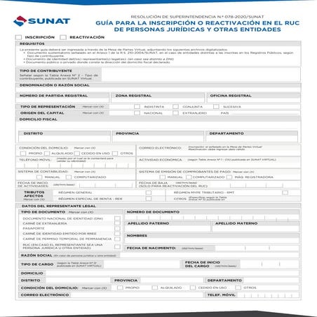 Guía para la Inscripción o Reactivación en el RUC de Personas Jurídicas ...