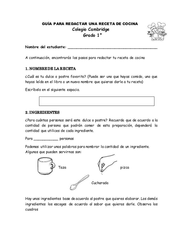 pasos de una receta de cocina