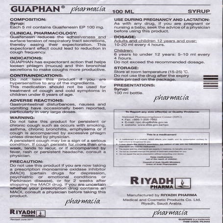 Guaphan syrup patient information leaflet | PDF