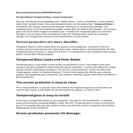 Guaranteed no stress tempered glass | PDF