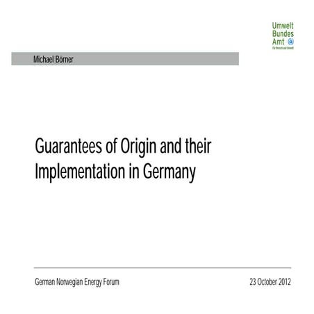 Guarantees of Origin Michael Börner | PDF