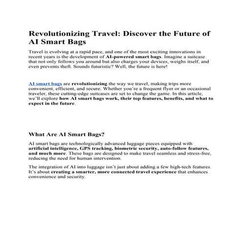 Revolutionizing Travel: Discover the Future of AI Smart Bags | DOCX