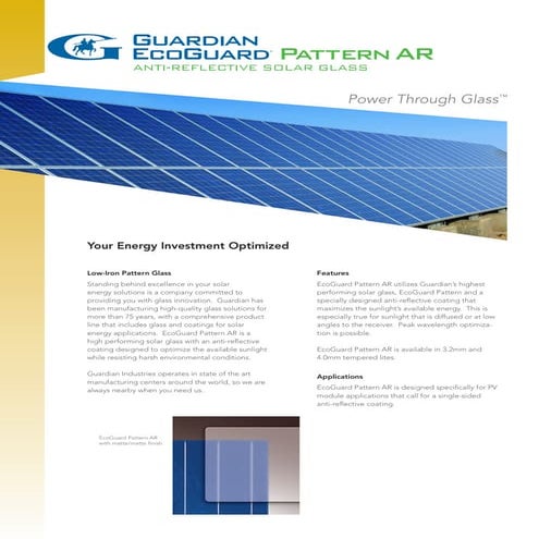 Guardian Eco Guard Pattern Anti Reflective Solar Glass | PDF
