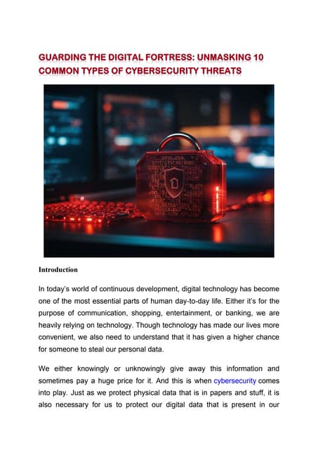 Cyber security threats and its solutions | PPT