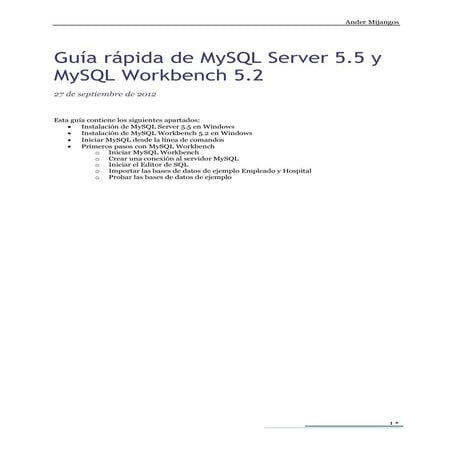 Reconociendo el administrador del servidor MySQL Workbench | PDF