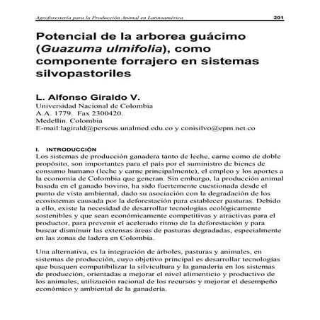 Guasimo como alternativa silvopastoril | PDF