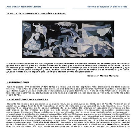 Guerra civil española tema 14 | PDF