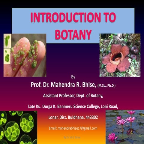 Basic Concepts in Plant Science (Intro of Botany) by Dr. M.R.Bhise | PPTX