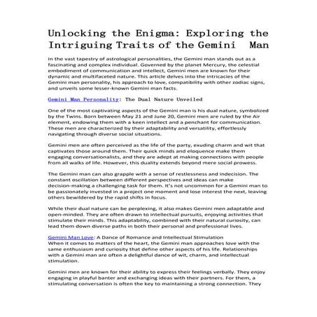 Unlocking the Enigma: Exploring the Intriguing Traits of the Gemini Man | PDF