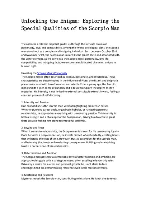 Unlocking the Enigma: Exploring the Special Qualities of the Scorpio ... Unlocking the Enigma: Exploring the Special Qualities of the Scorpio ...
