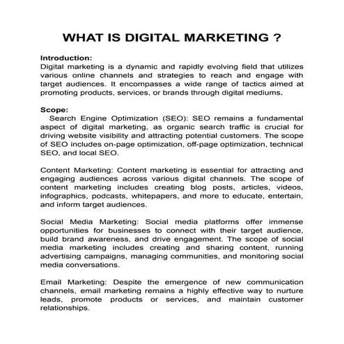 Introduction to Digital Marketing Future | PDF