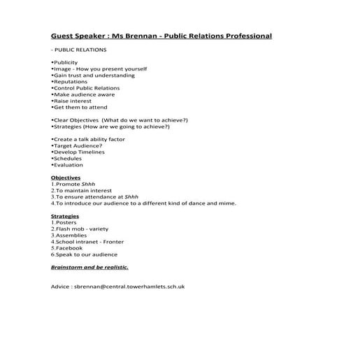 Guest speaker public relations | DOC