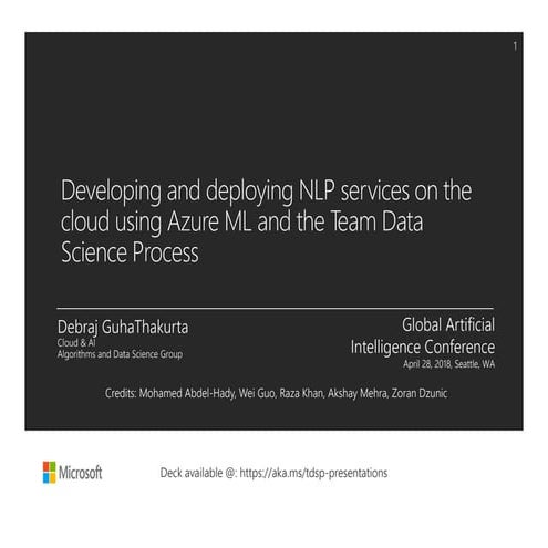 Developing and deploying NLP services on the cloud using Azure ML and ...