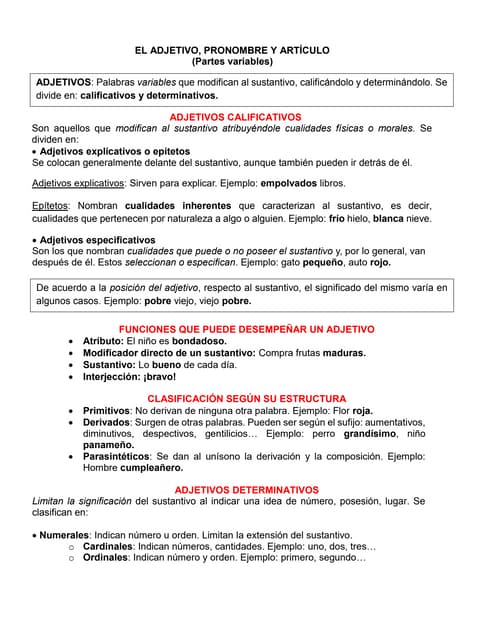 EL_ADJETIVO definición-género-número-grados | PPT